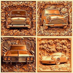 3D Relief Engraving Files Classic Cars Front View Collection for Cnc ...