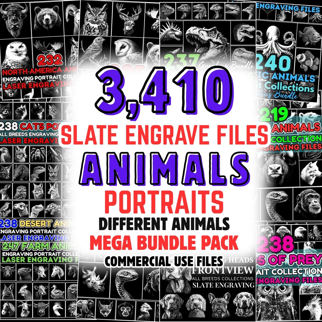 Animals Portrait | Slate Engrave Files | Mega Bundle | 3410 Files ...