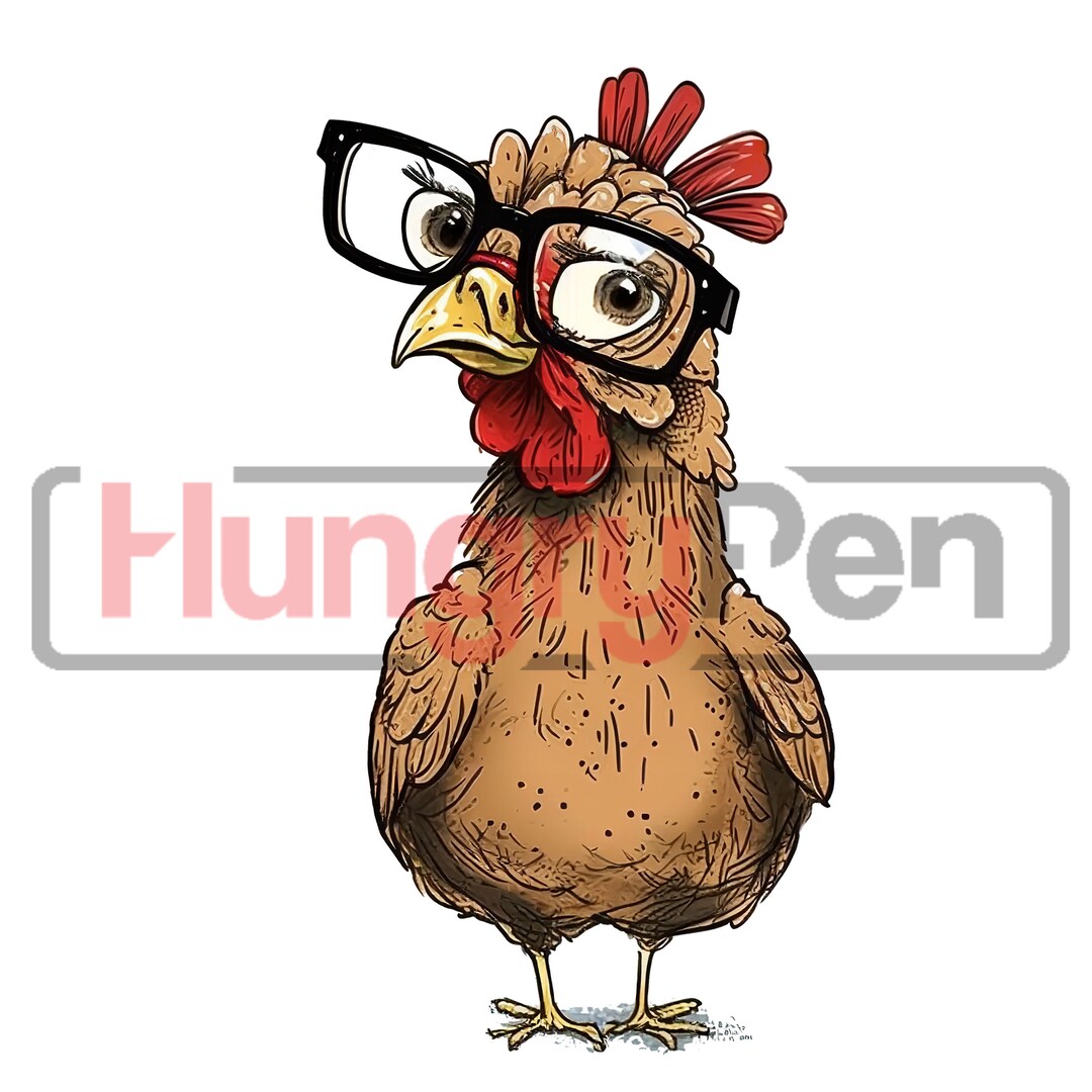 Nerd Chicken Printable High Quality Sublimation Design Funny Geek Nerd ...