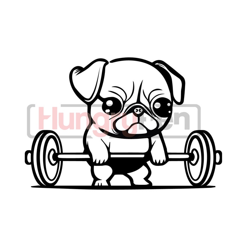 Pug Dog Svg Png Dxf Deadlifting Cute Dog Theme Instant - Etsy