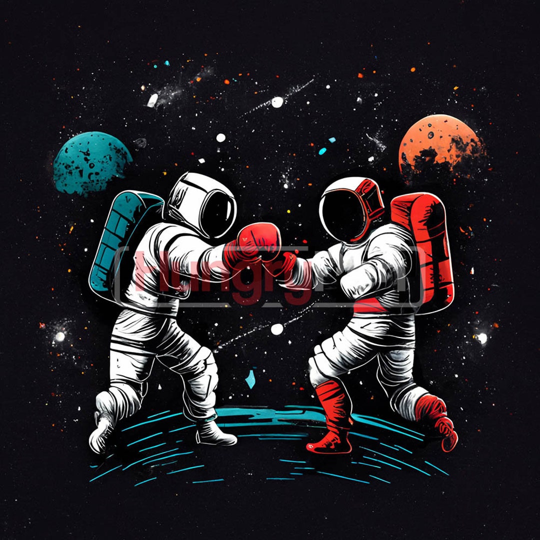 Astronaut Boxing PNG Sublimation Design Astronaut in Space - Etsy