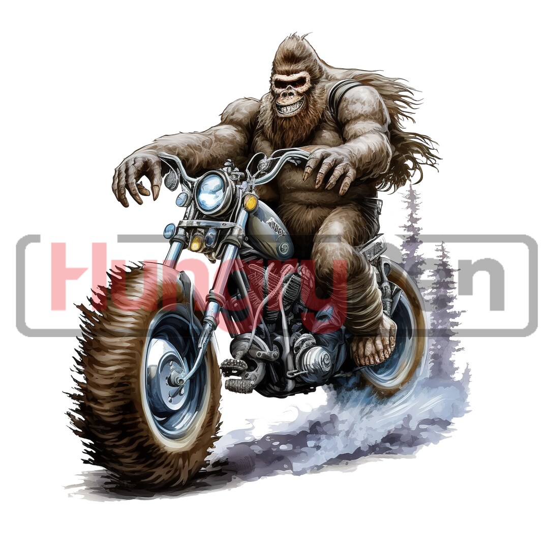 Bigfoot or Sasquatch PNG Sublimation Design Bigfoot Riding Classic Bike ...