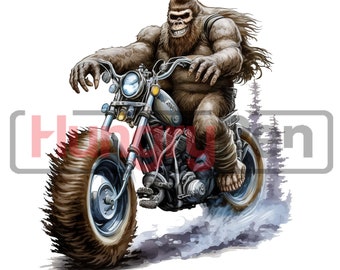 Bigfoot PNG Sublimation Design bigfoot Riding a Bike Instant Digital ...