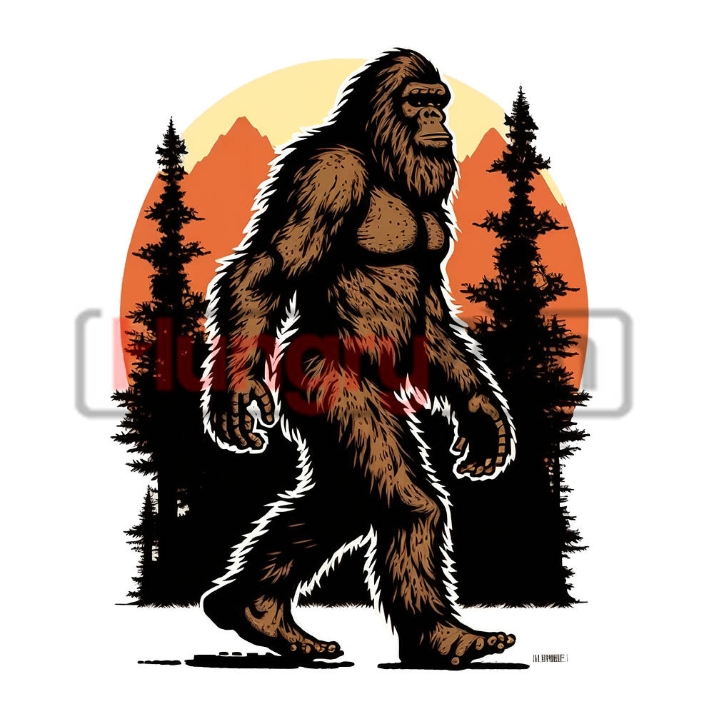 Bigfoot or Sasquatch PNG Sublimation Design - Distressed Retro Sunset ...