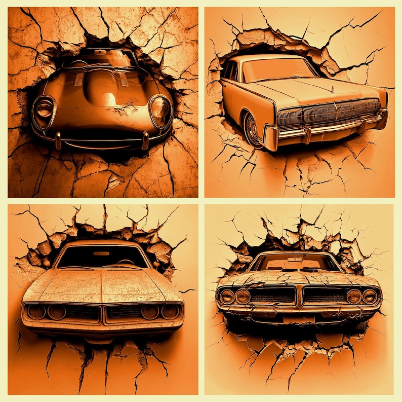 3D Relief Engraving Files Classic Cars Different Types From Wall Cracks ...