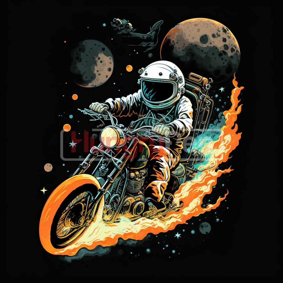 Astronaut Riding Classic Motorcycle PNG Sublimation Design Shirt, Mugs ...
