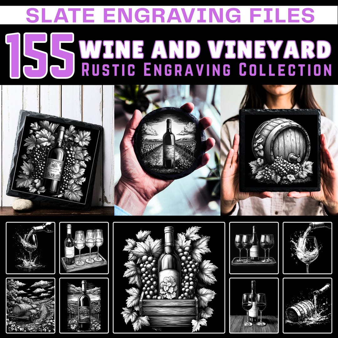 Slate Engraving Files Wine and Vineyard Rustic Engraving Collection ...