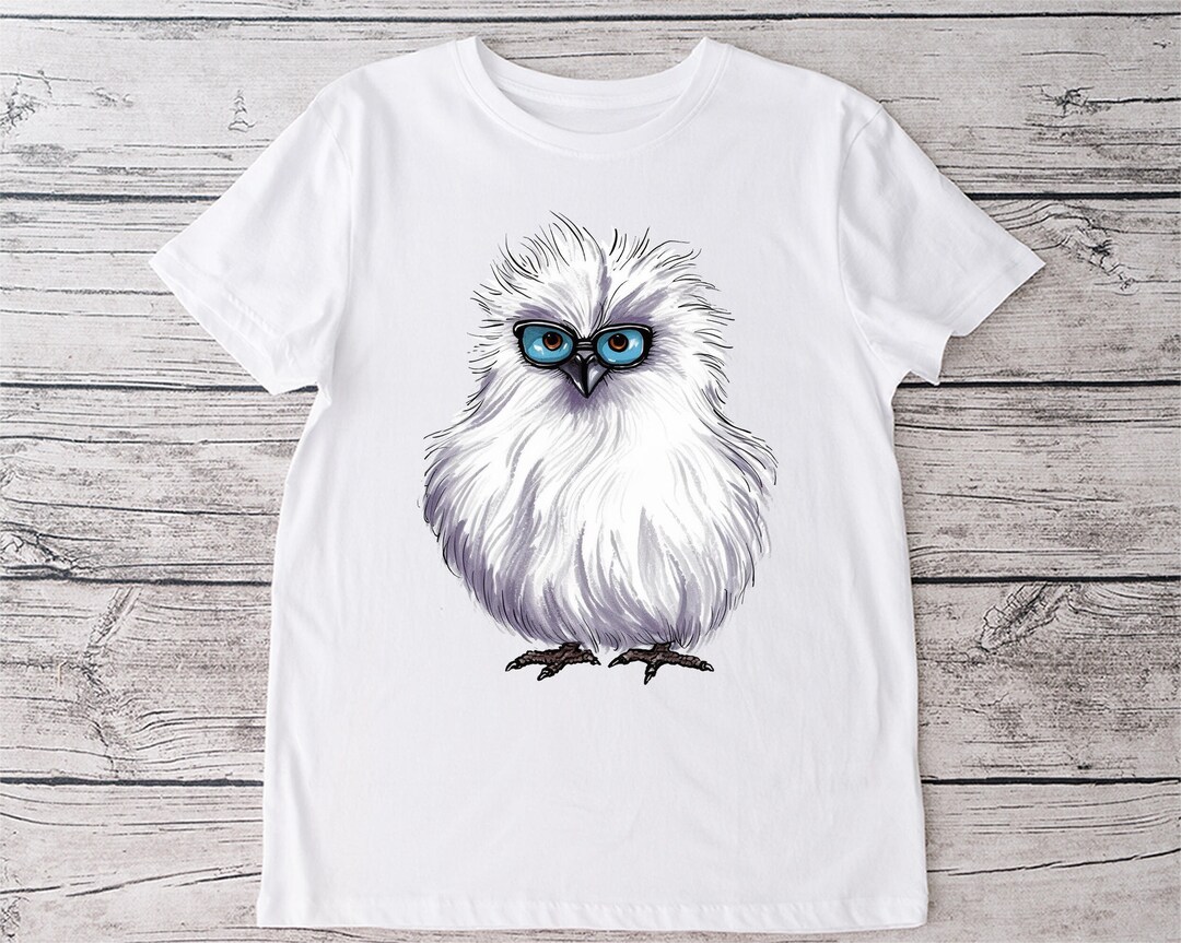 Silkie Chicken PNG Sublimation Design High-quality Printable Cute Geek ...