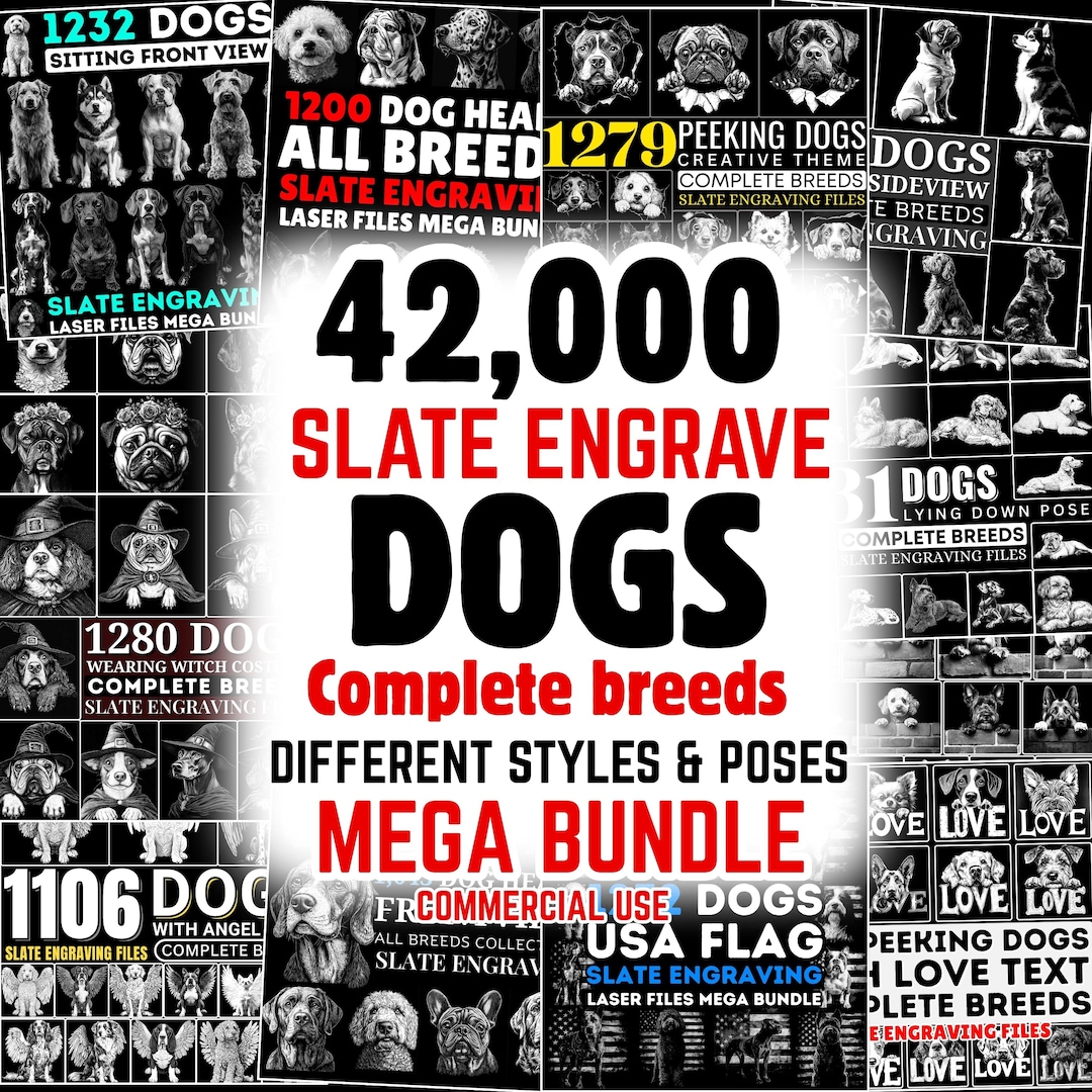 Slate Engraving Files | Dogs Mega Bundle Complete Breeds | Laser ...