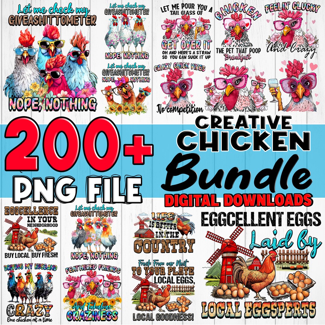 Chicken PNG Bundle Sublimation Design Printable - Sublimation Designs ...