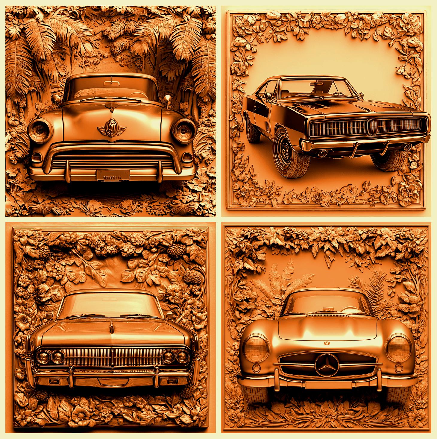 3D Relief Engraving Files Classic Cars Front View Collection for Cnc ...