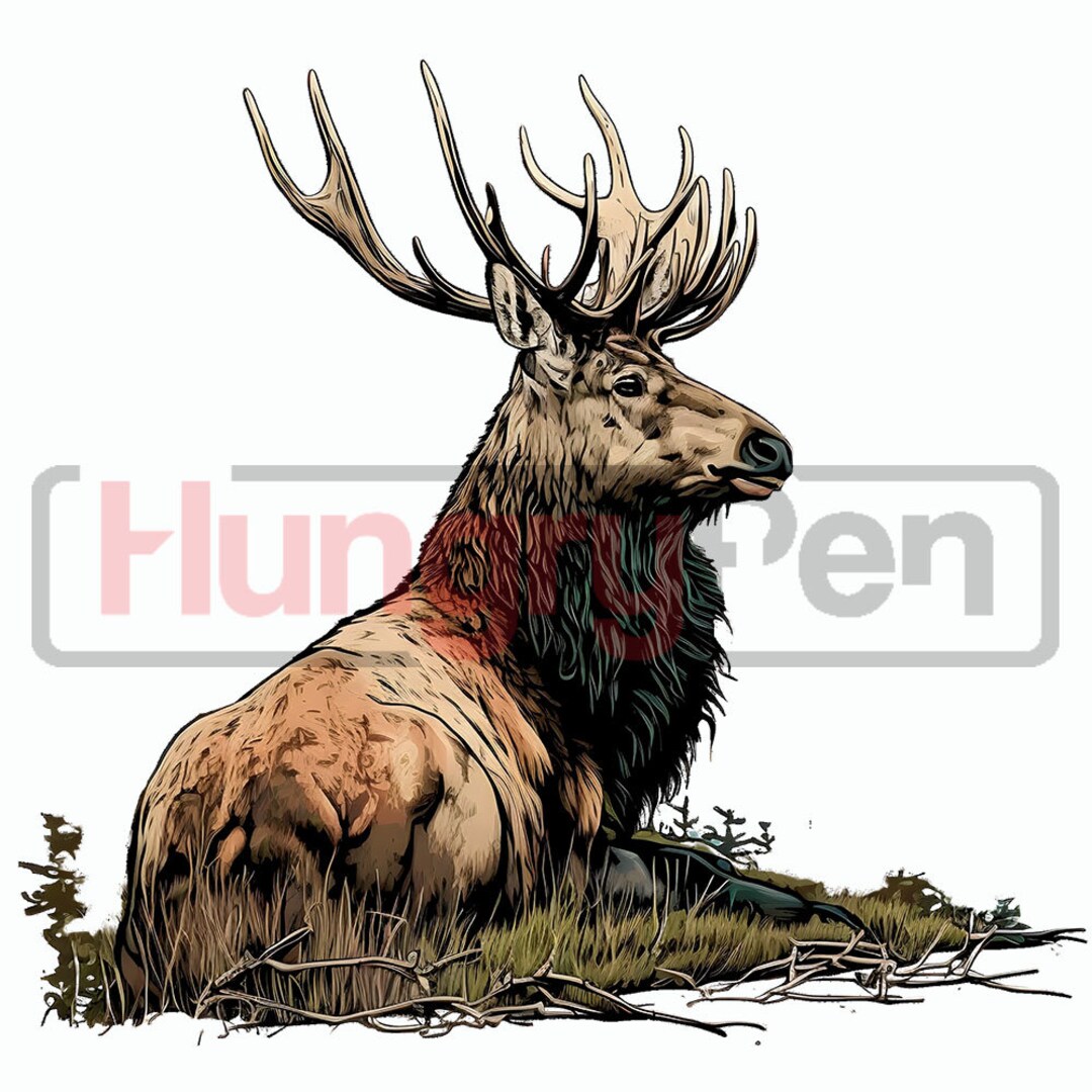 ELK PNG Sublimation Design Sitting Elk Graphic Drawing Shirt, Mugs ...