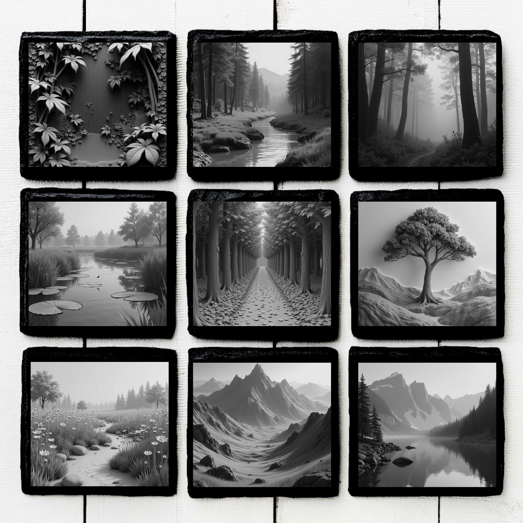 Slate Engrave Files Nature Scene Png & Jpeg Rustic Landscape Engraving ...