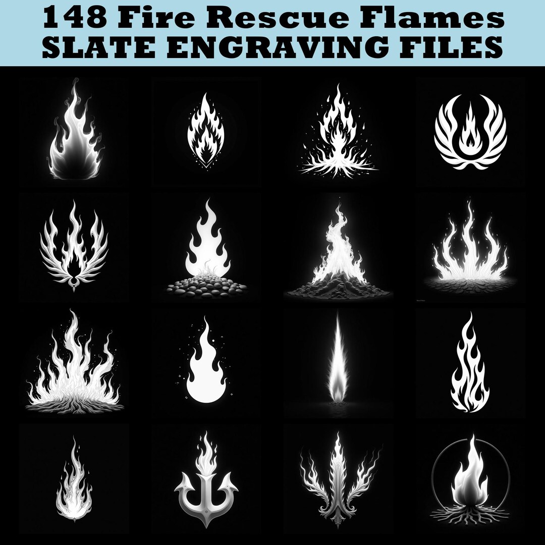 Slate Engrave Files for Fire Rescue Flames Design Perfect for Laser ...