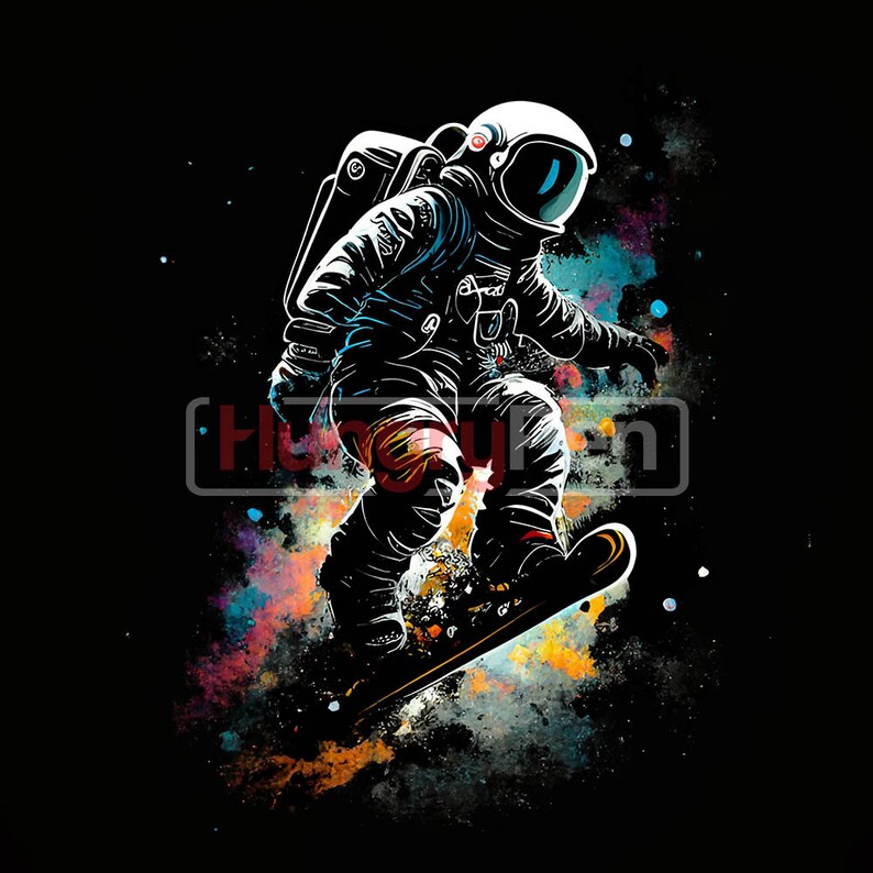 Astronaut PNG Sublimation Design Snowboarding in Space Cool - Etsy