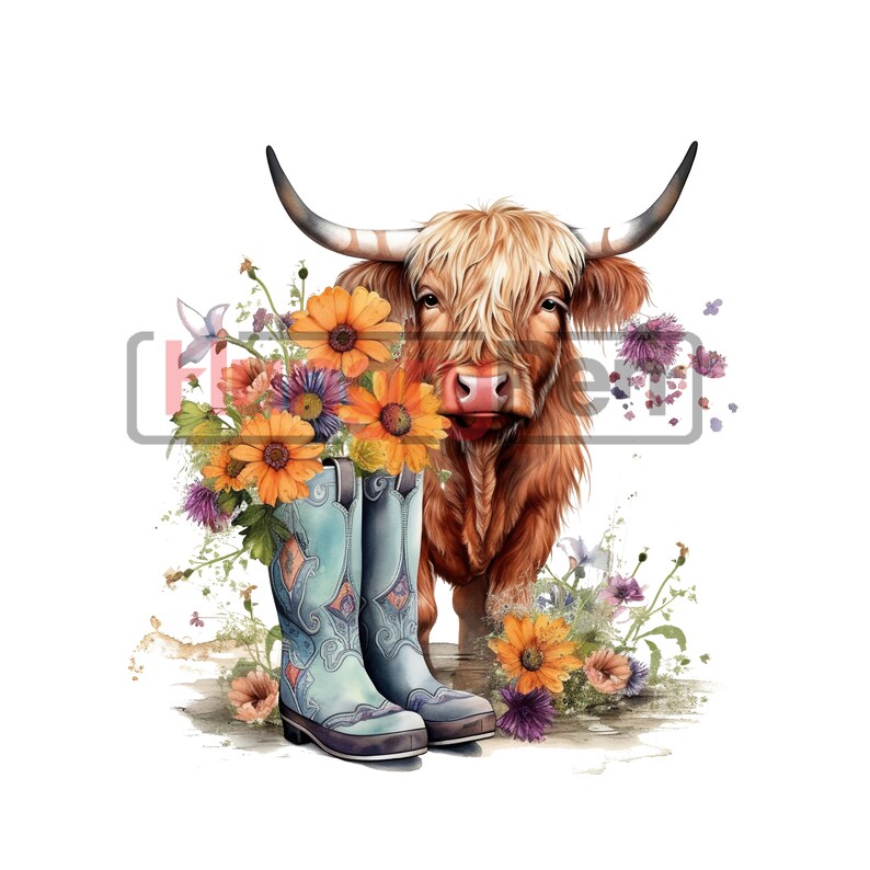 Highland Cattle Cow PNG Printable Sublimation Design Inside - Etsy