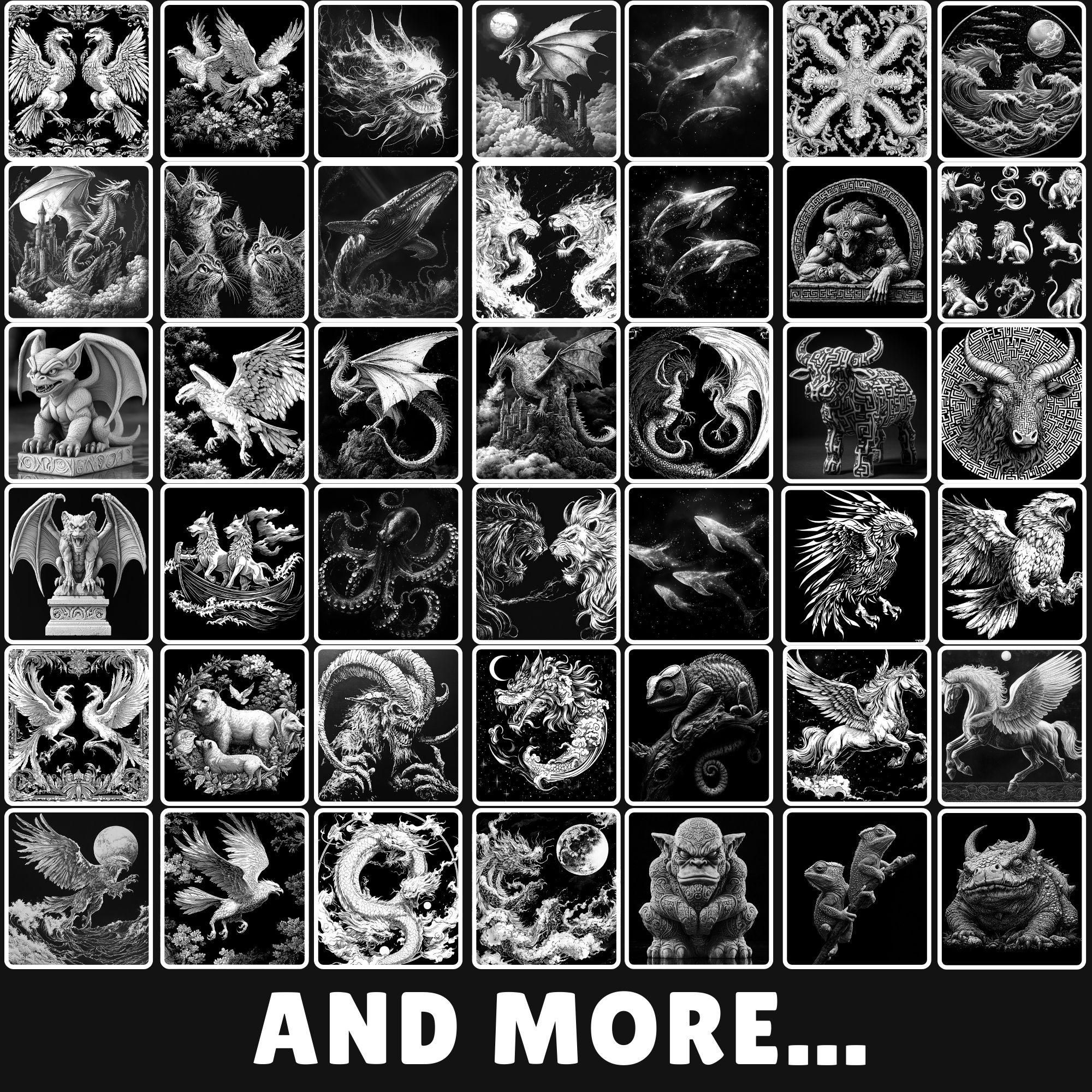 Slate Engrave Files Mythical Creatures Reimagined Png & Jpeg Art Set ...