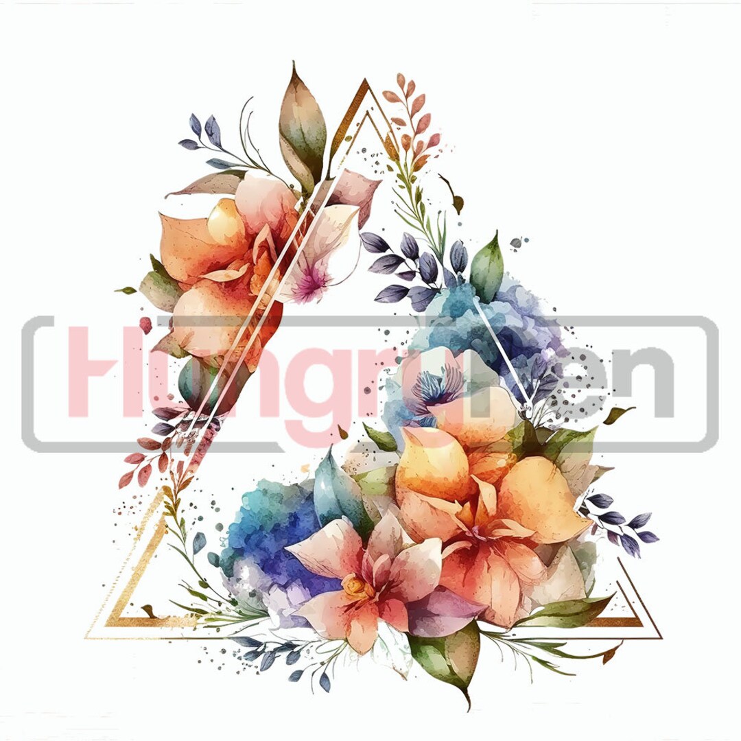 Watercolor Flower PNG Sublimation Design Florals Triangular - Etsy