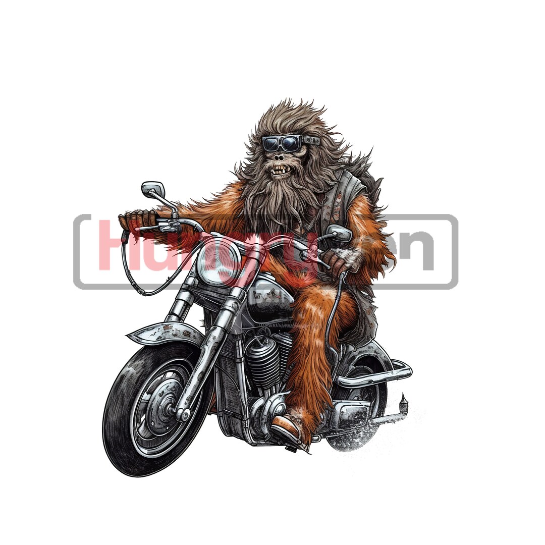 Bigfoot PNG Printable High Quality Sublimation Design Riding a Classic ...