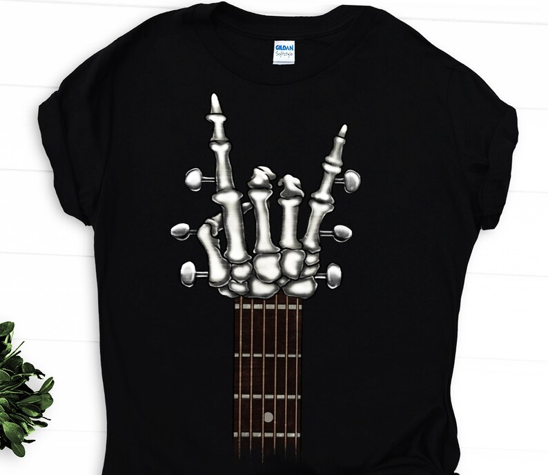 Guitar Skeleton Hand PNG JPG Rock Skull Hand Sign Laser Engraving ...