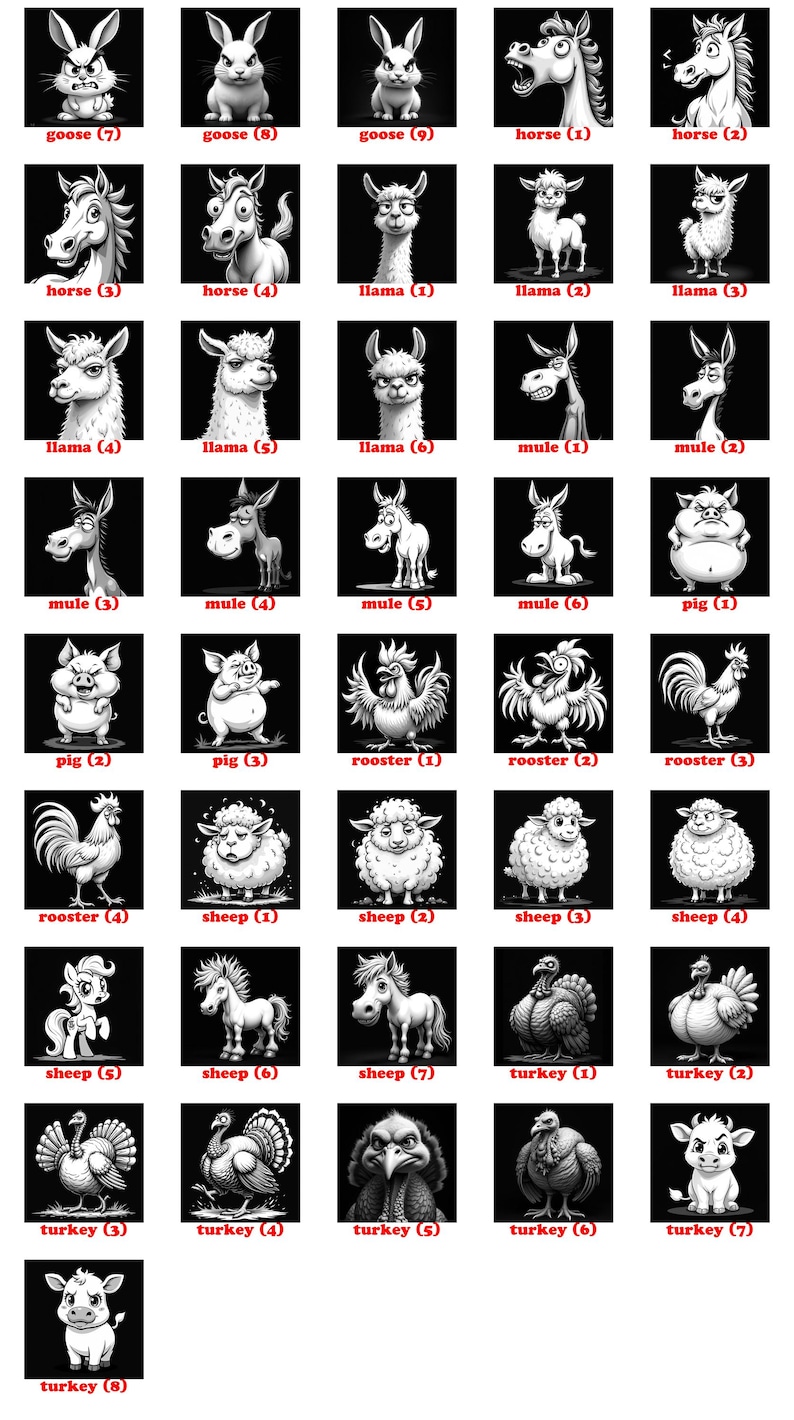 Slate Engrave Files for Grumpy Cartoon Farm Animal Designs Including ...
