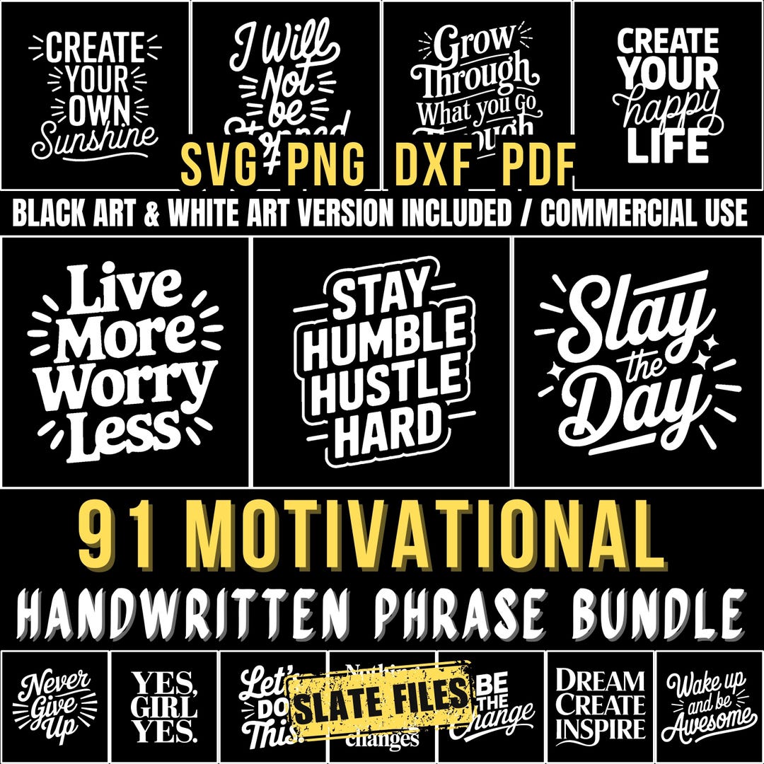 Slate Engraving Files Motivational Handwritten Phrase Bundle for ...
