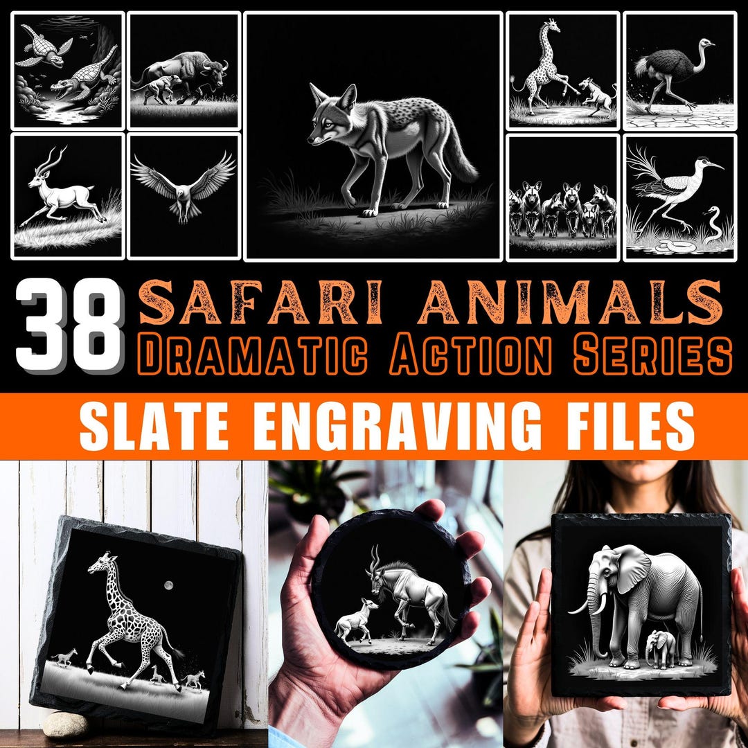 Slate Engraving Files Safari Animals Dramatic Action Series Scenes ...