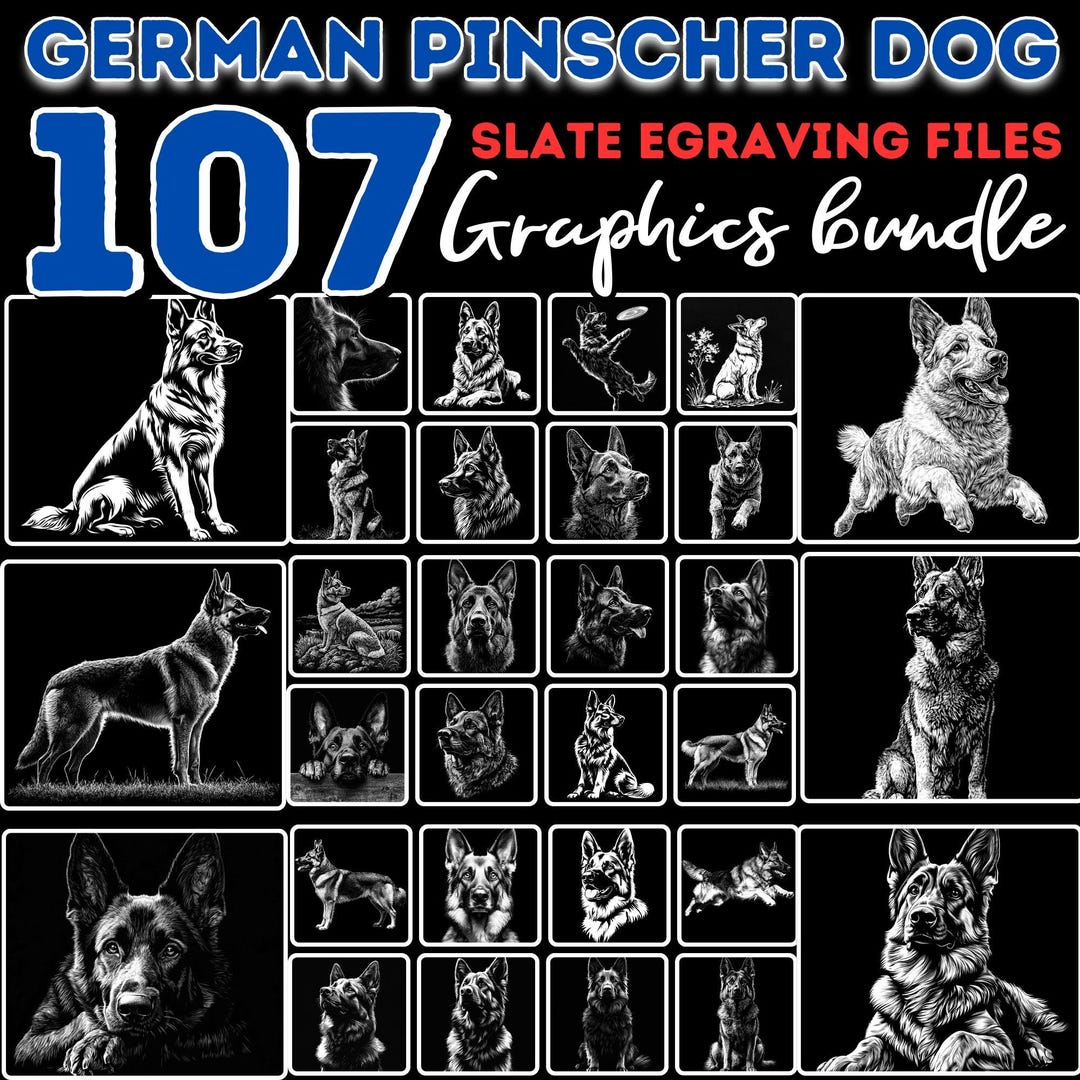 German Shepherd Dog Engraving Art Files Set, Laser-ready Png & Jpeg for ...