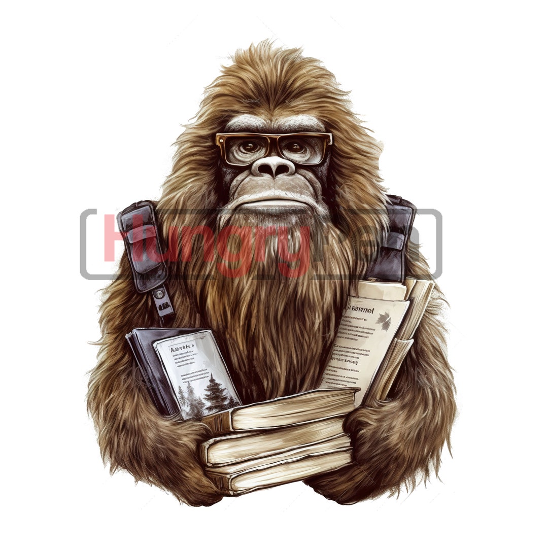 Bigfoot or Sasquatch PNG Sublimation Design Geek Nerd Book - Etsy