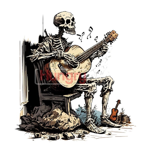 Skeleton With Guitar - Etsy