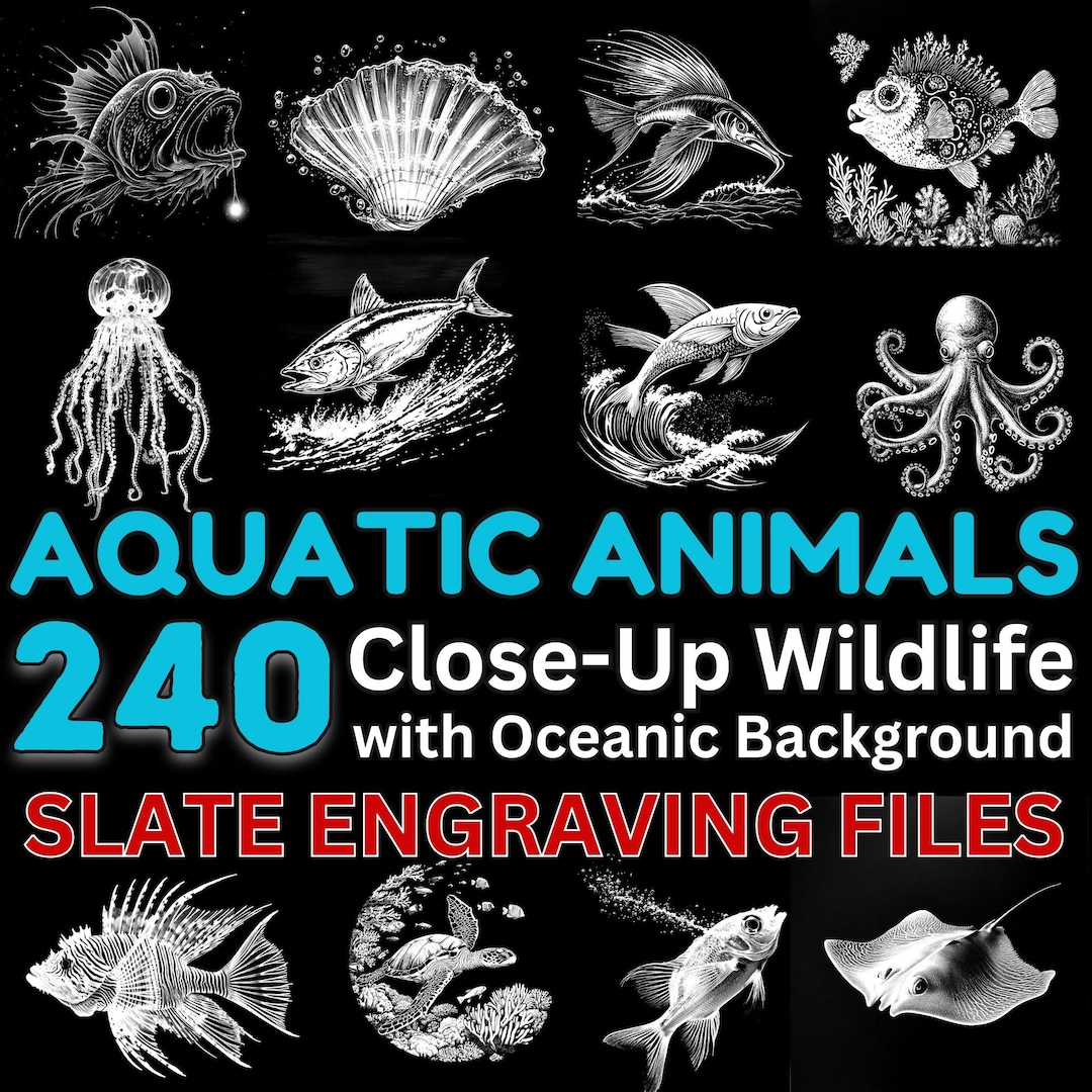 Aquatic Animals Engraving Files Set for Laser Cutting | Close-up ...