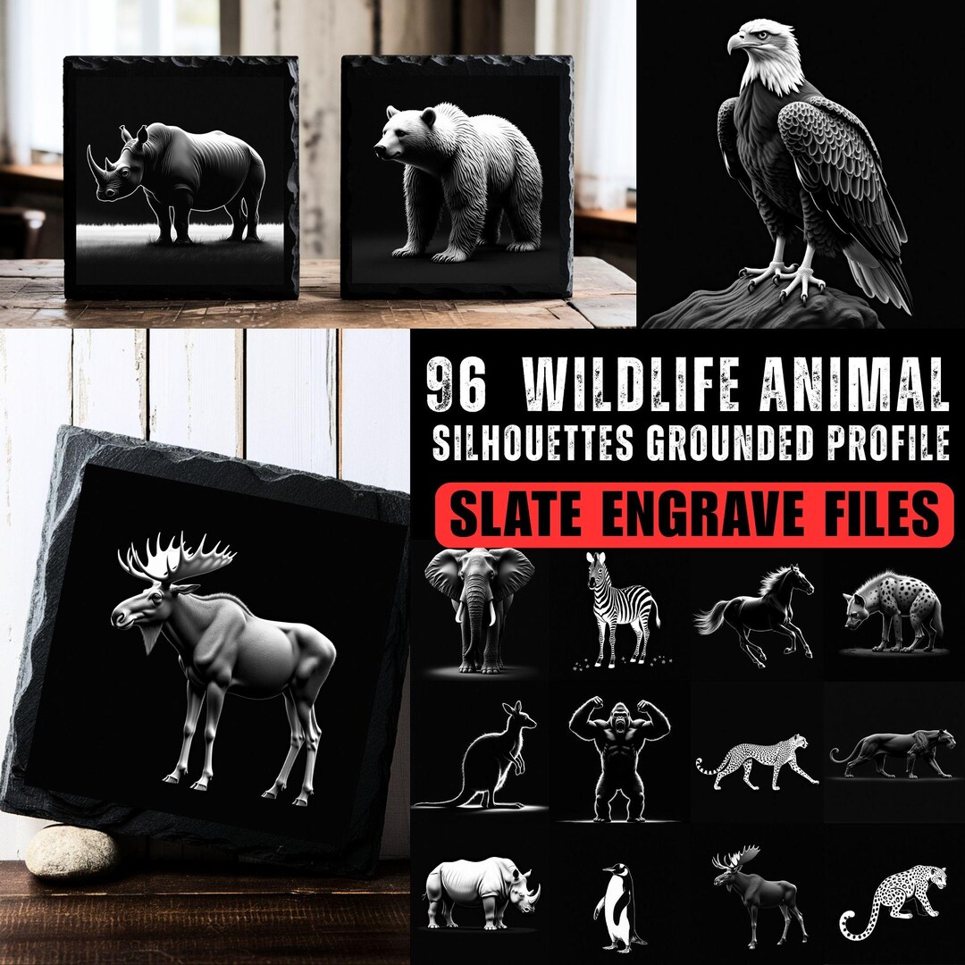 Slate Engrave Files Featuring Wildlife Animal Silhouettes and Grounded ...