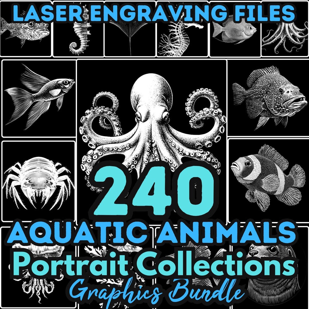 Slate Engrave Files Aquatic Animals - Engraving Portrait, Laser Ready ...