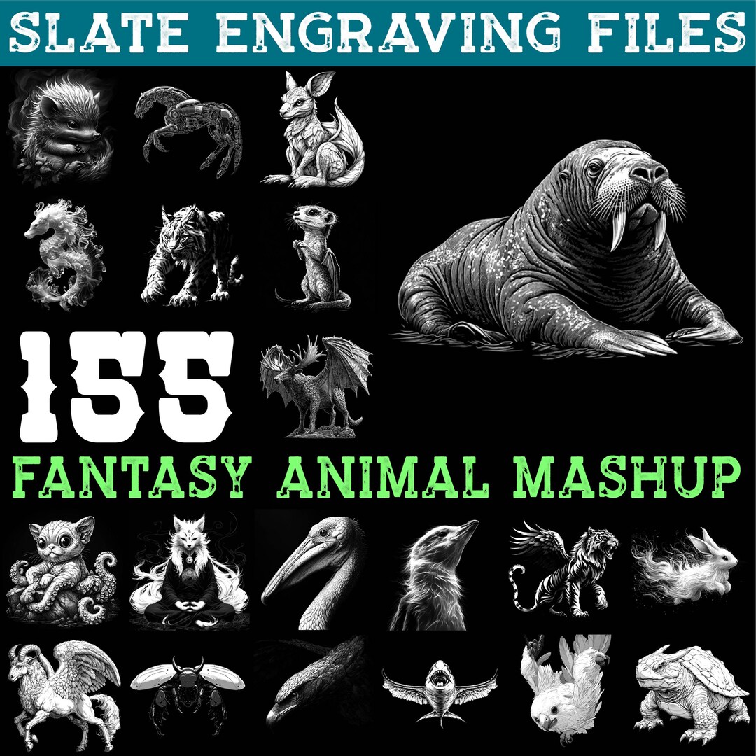 Slate Engraving Files Fantasy Animal Mashup Series Bundle Coaster Files ...