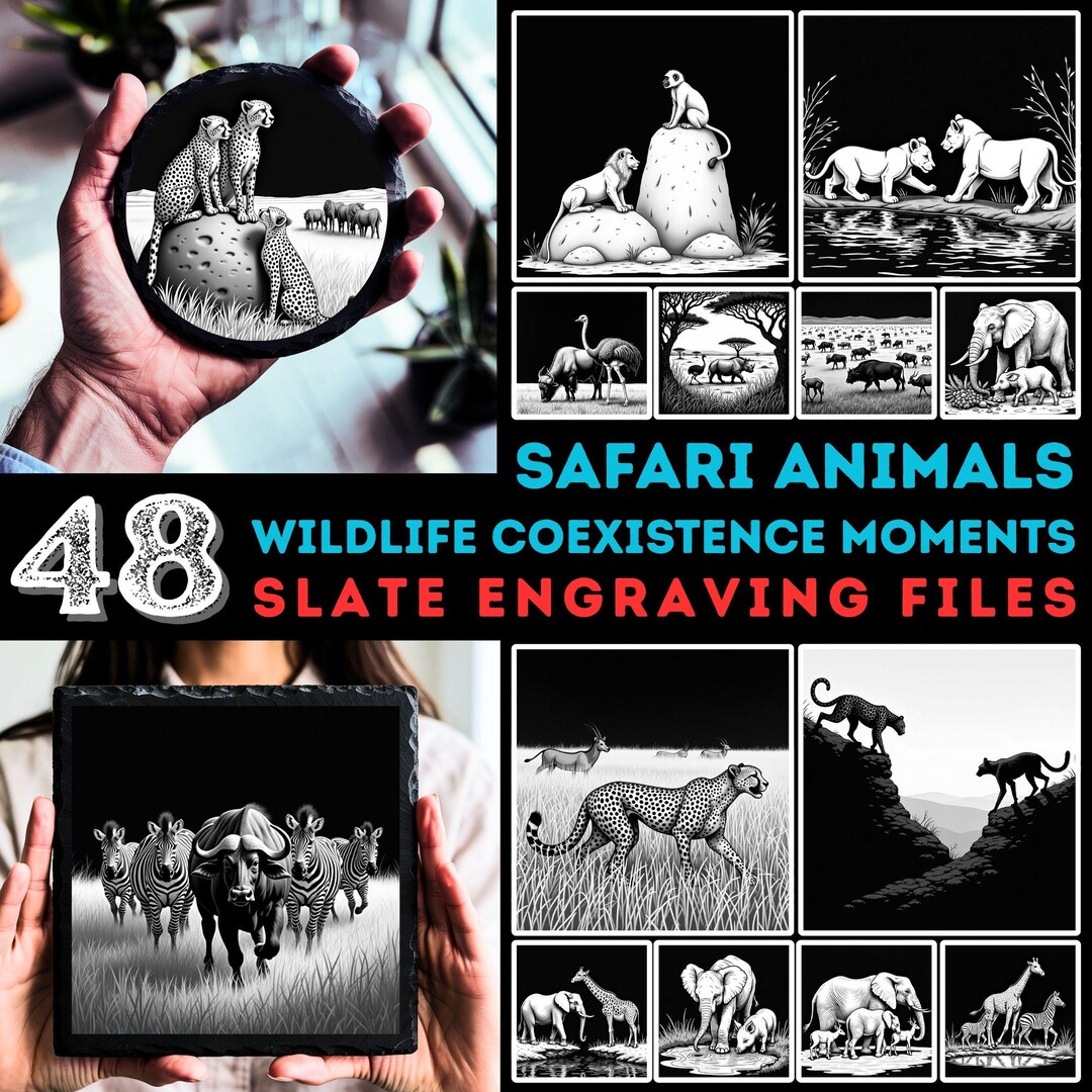 Slate Engraving Files Safari Animals Different Wildlife Coexistence ...