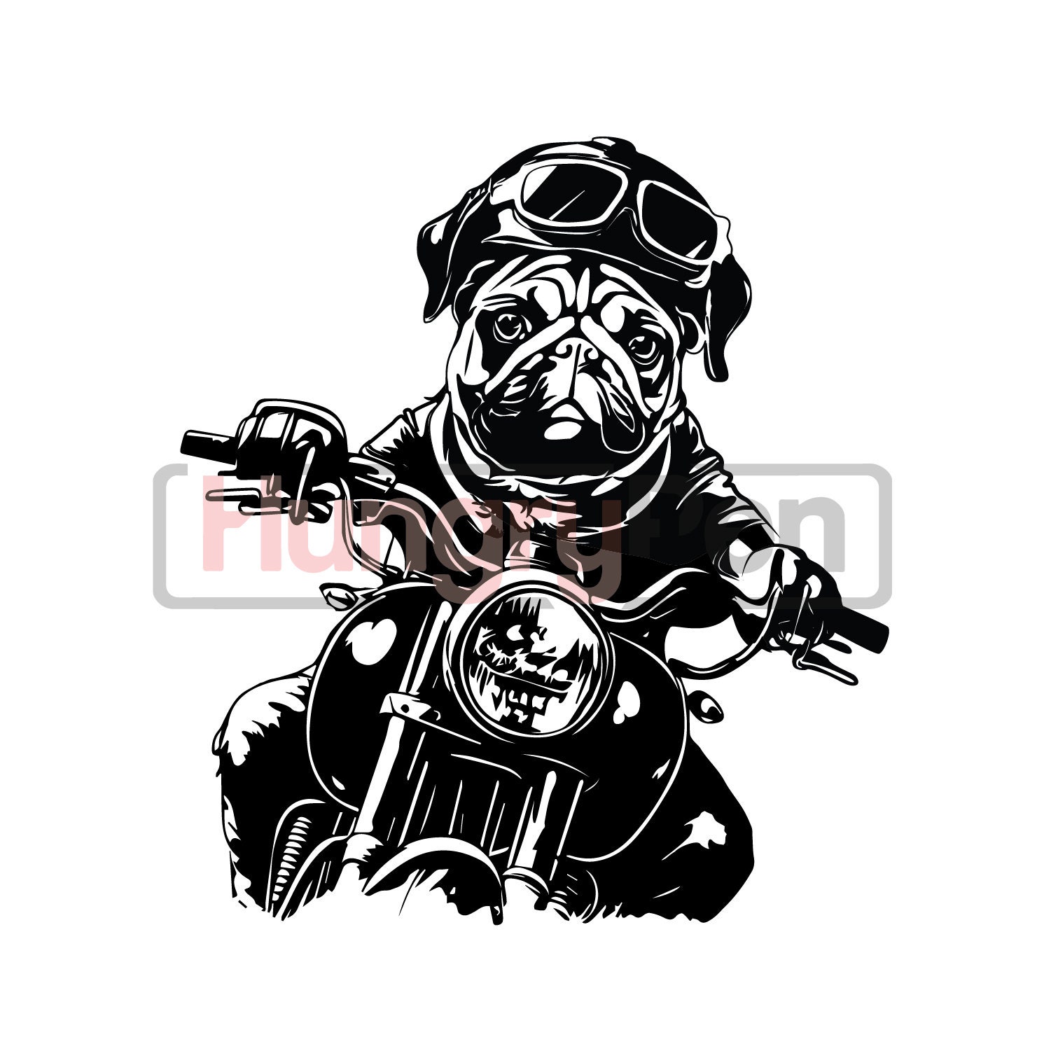 Pug Dog Svg Png Dxf Dog Riding a Classic Motorcycle for - Etsy