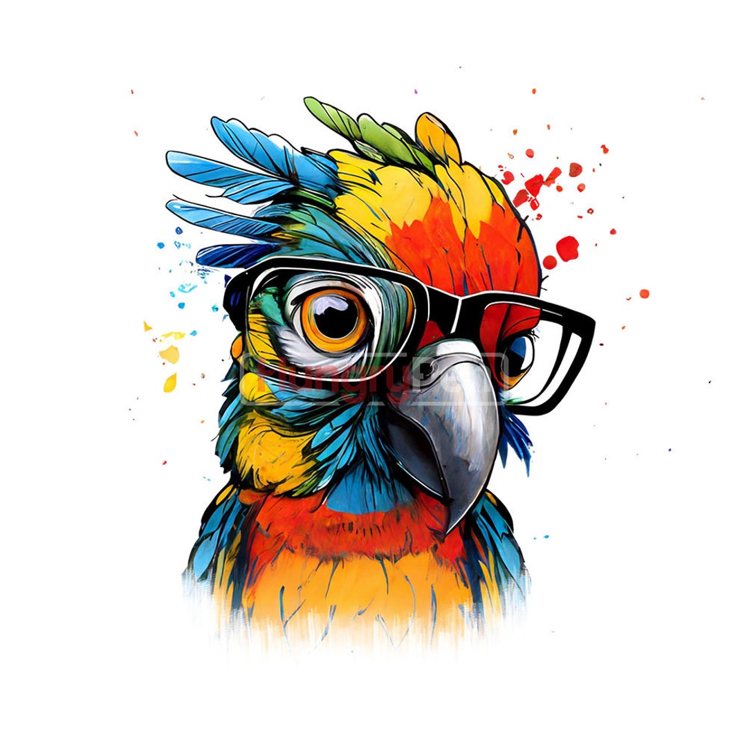 Nerd Parrot PNG Sublimation Design Geek Nerd Parrot Bird Funny and Cute Faceshirt, Mugs ...