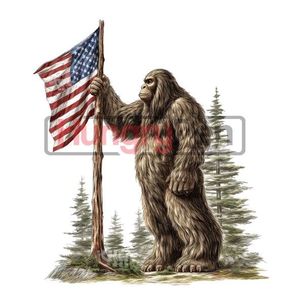 Sasquatch Holding Flag Png - Etsy