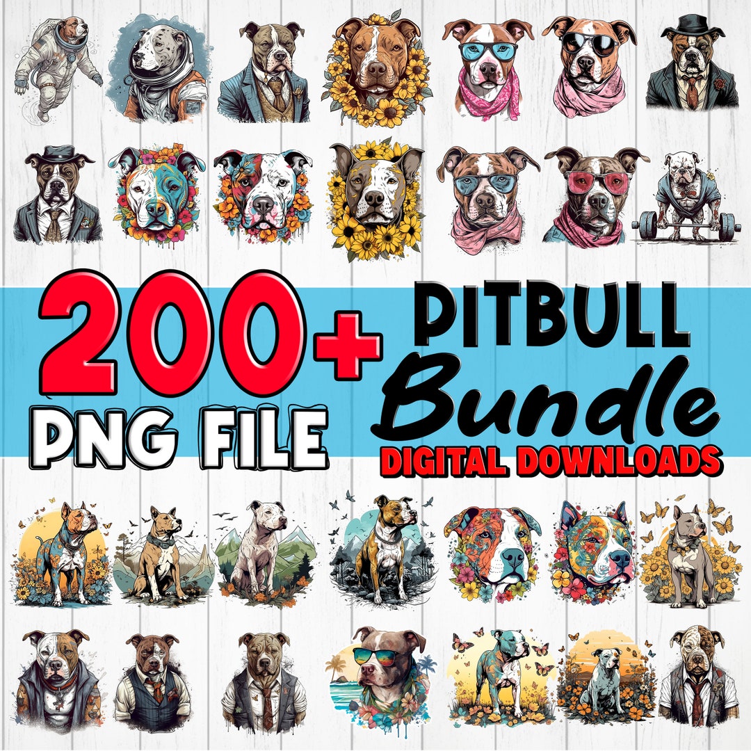 PITBULL PNG Bundle Sublimation Design Printable High Quality Instant ...