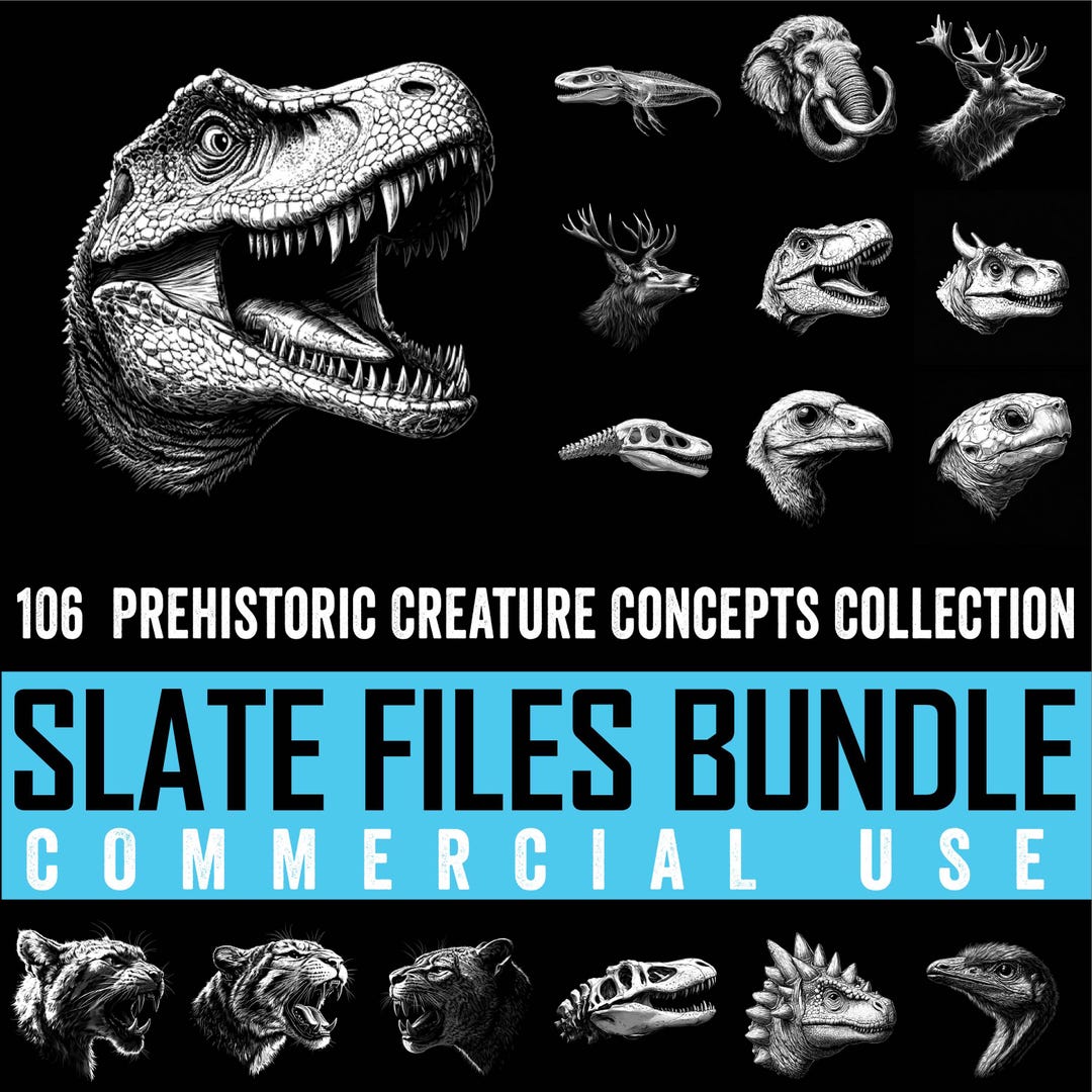 Slate Engraving Files Prehistoric Creature Concepts Bundle | Dinosaur ...