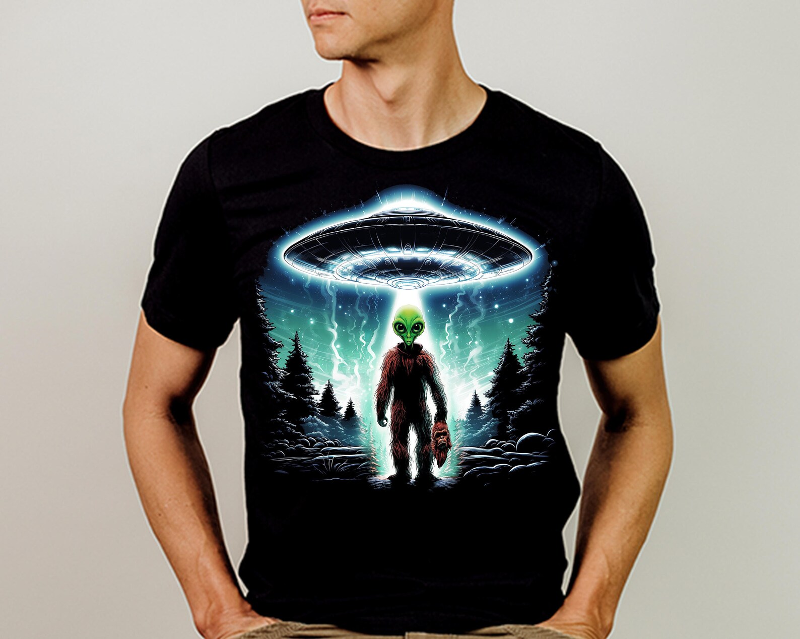 Bigfoot Png Sublimation Printable Alien in Sasquatch Costume Beamed by ...