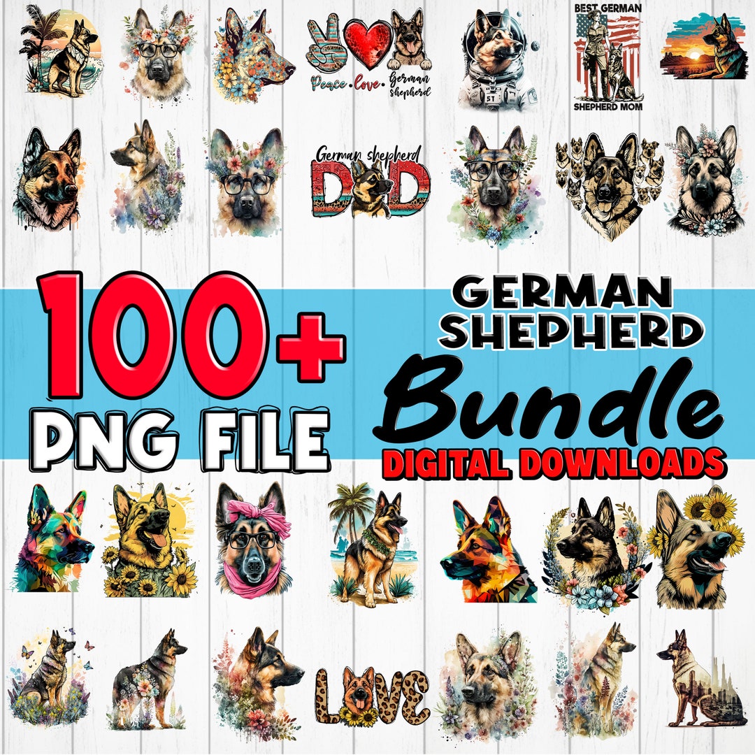 GERMAN SHEPHERD PNG Bundle Sublimation Design Printable High Quality ...