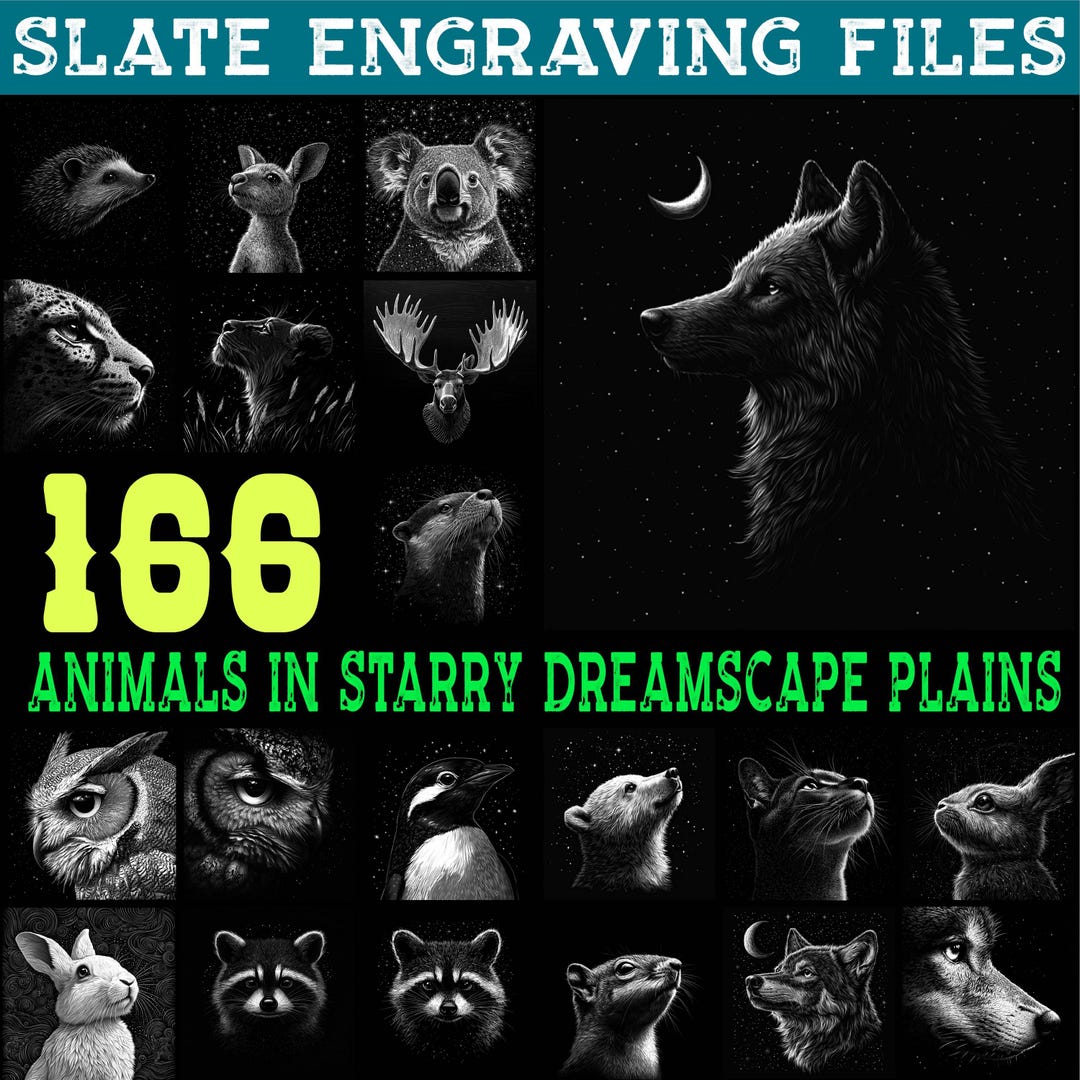 Slate Engraving Files Animals in Starry Dreamscape Plains Zoomed-in ...