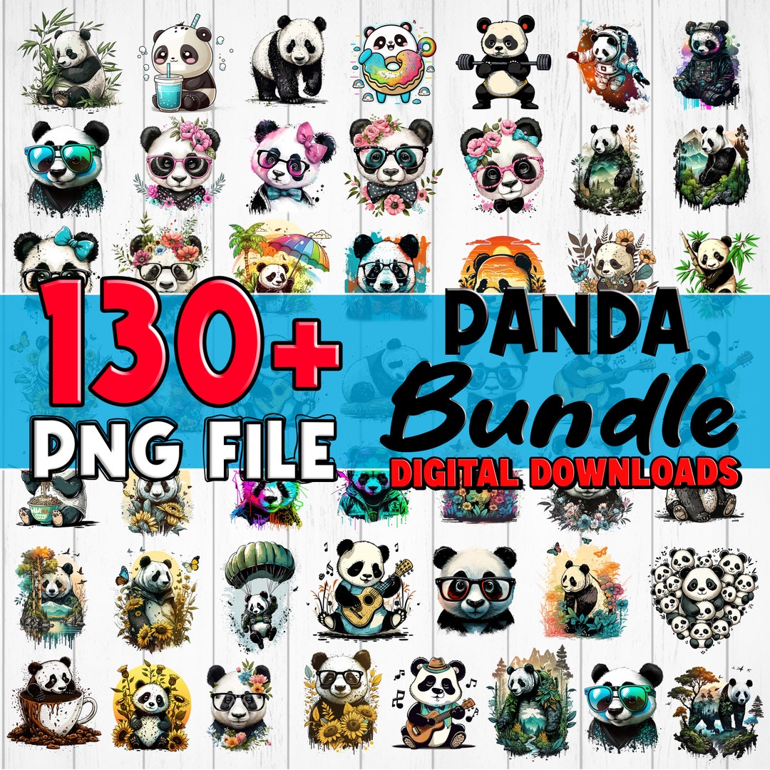 Panda PNG Bundle Sublimation Design Printable High Quality Cute Panda ...