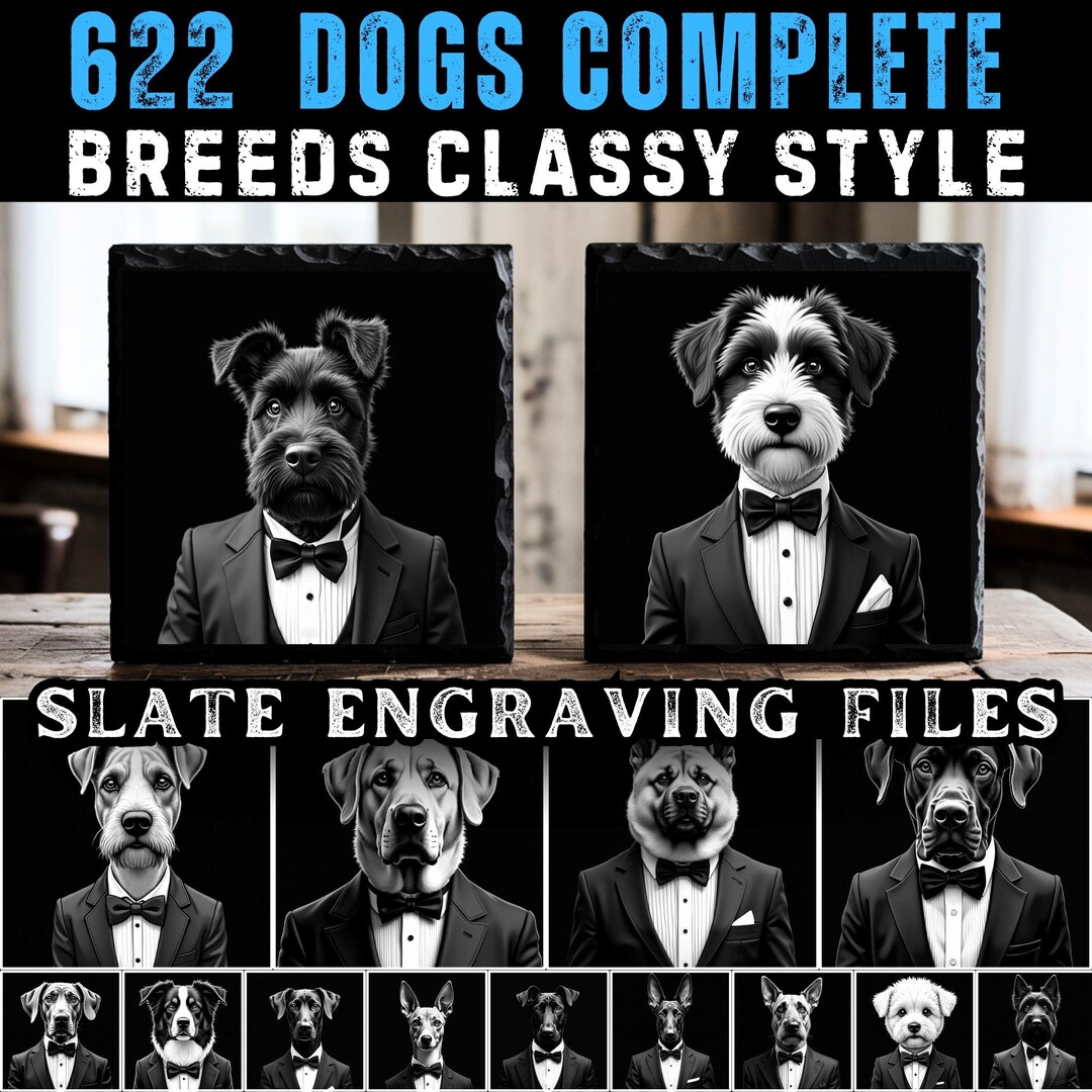 Slate Engraving Files Dogs Complete Breeds Classy Style Bundle Coaster ...