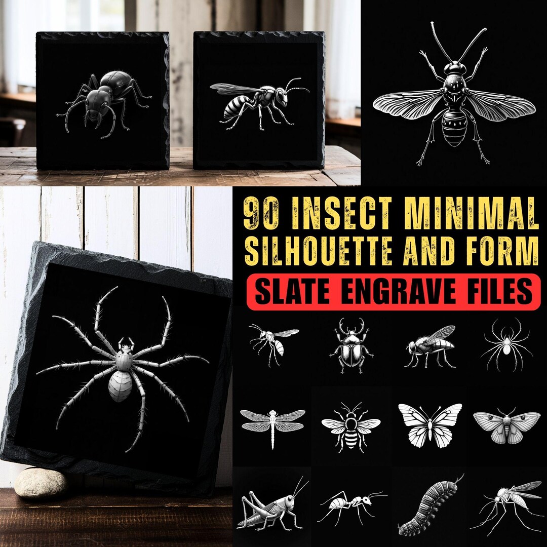 Slate Engrave Files for Minimal Insect Silhouettes and Nature Form ...