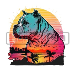 PNG Sublimation Design for American Bully or Pitbull Dog Theme Retro ...