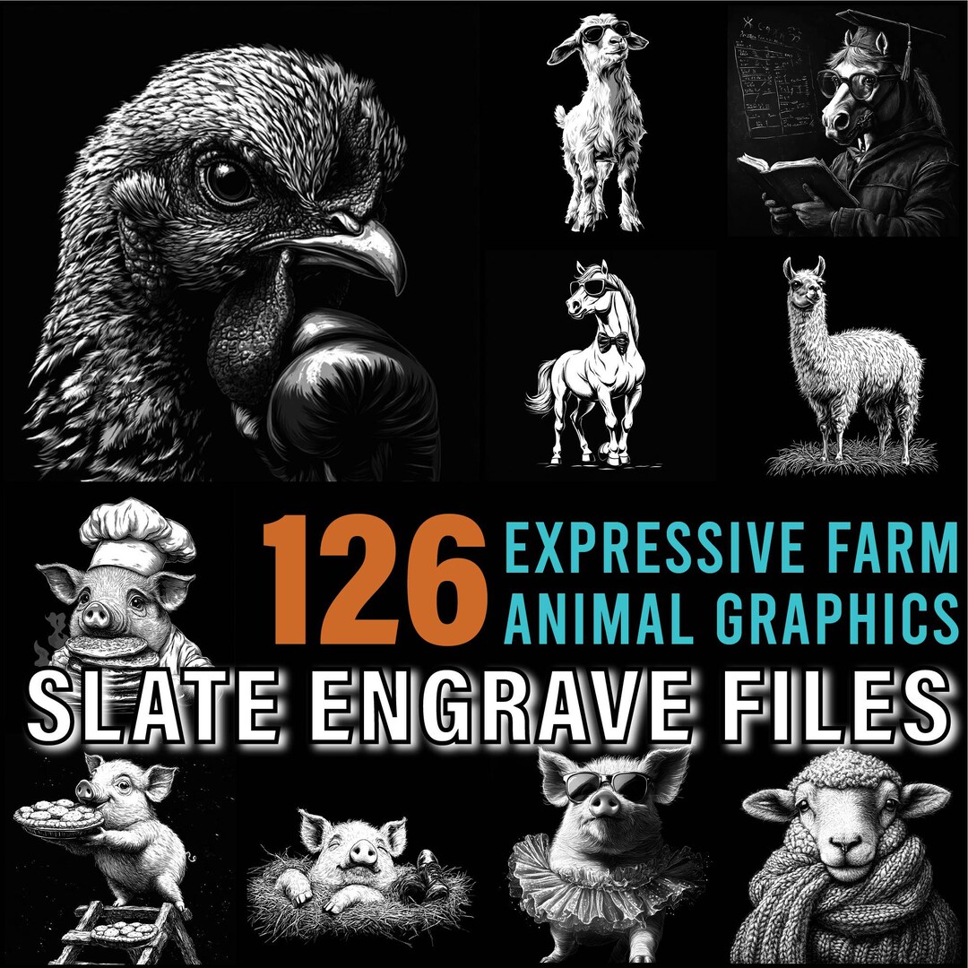 Slate Engraving Files Funny Expressive Farm Animal Graphics With a ...