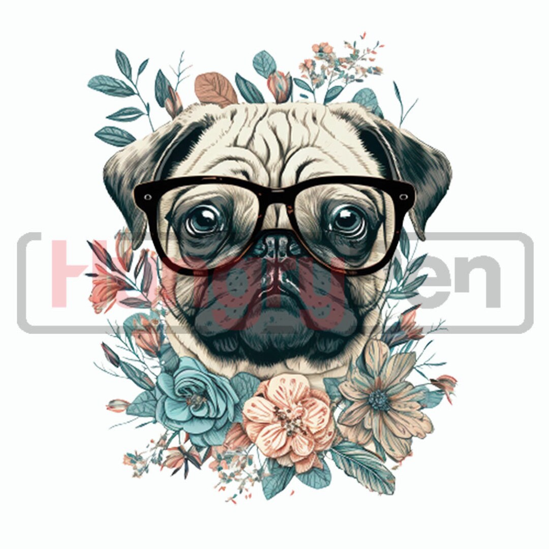 Pug PNG Sublimation Design Pug Theme Summer for Dog Pet Lover Hawaiian ...