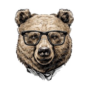 Geek Nerd Bear PNG Sublimation Design Cute and Funny Nerd - Etsy